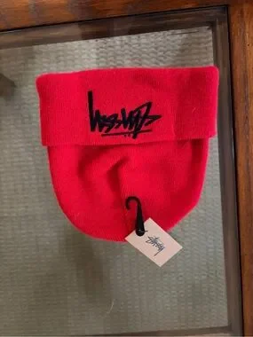 Stussy | Accessories | Stussy Red Beanie With Black Script Logo | Poshmark